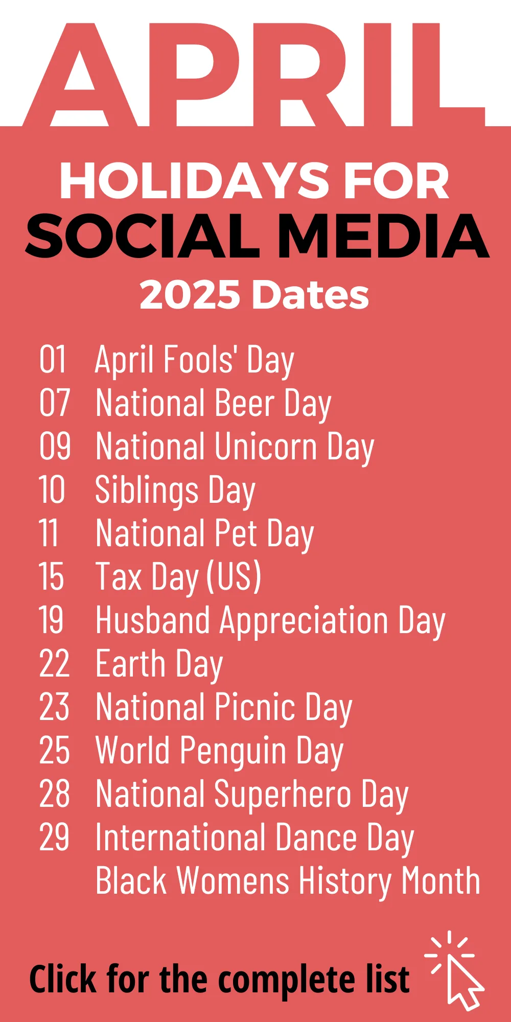 300+ April Holidays in 2025 | Fun, Weird, and Special Dates - Angie Gensler