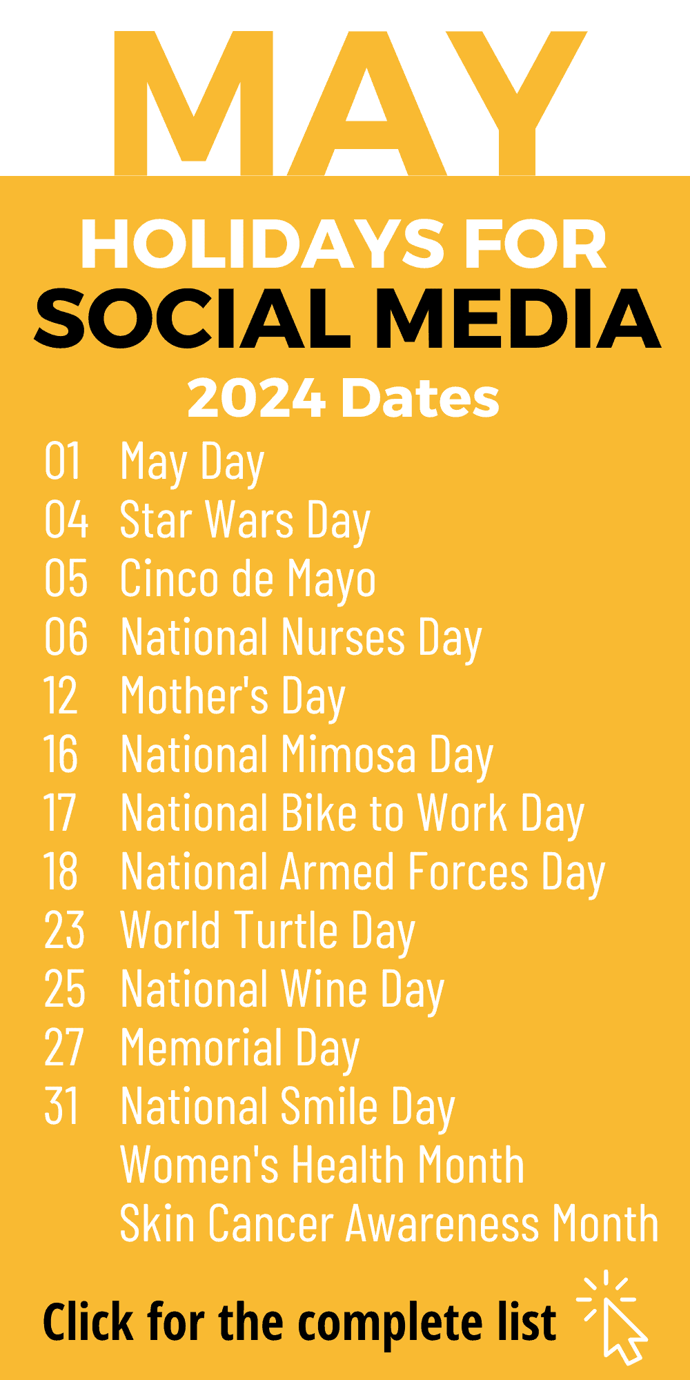 335+ May Holidays in 2024 | Fun, Weird, and Special Dates - Angie Gensler