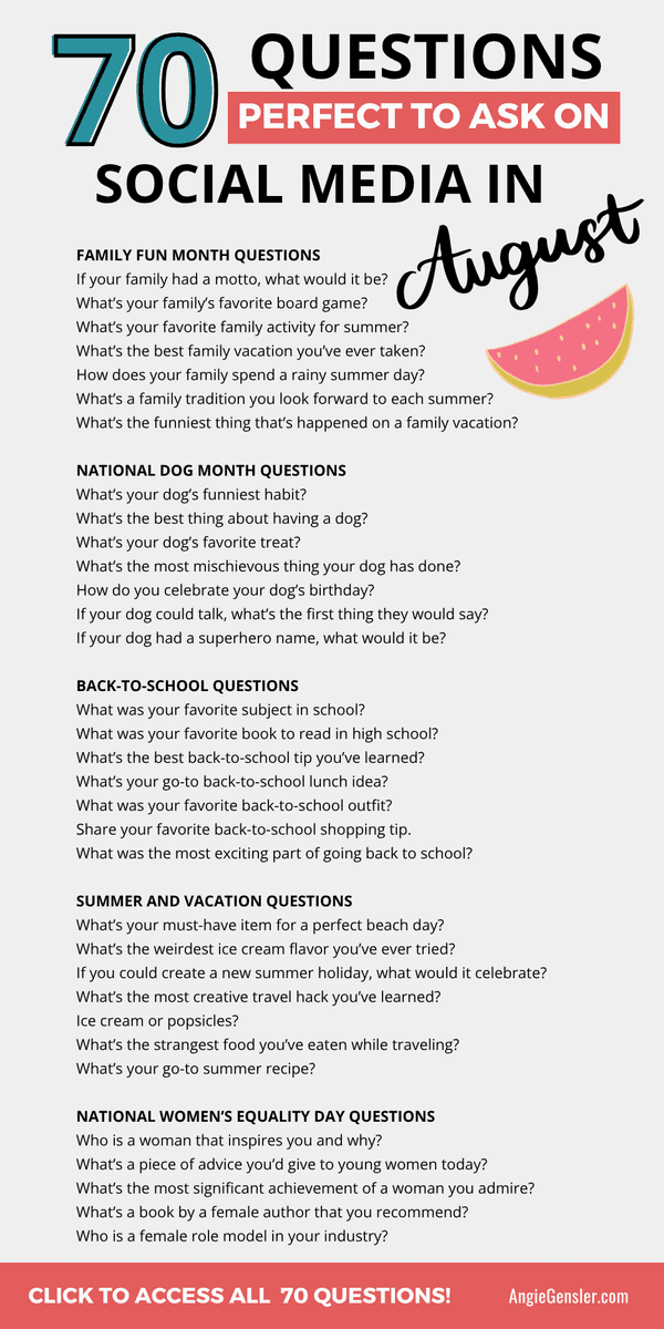 August Questions for Engaging Social Media Content - Angie Gensler